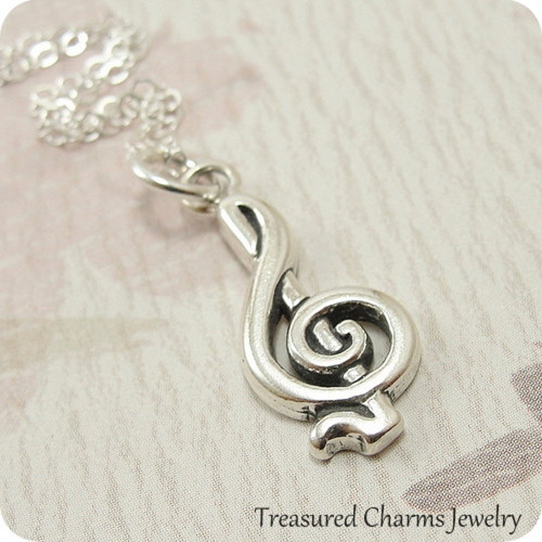 Treble Clef Necklace Sterling Silver Treble Clef Charm on a - Etsy
