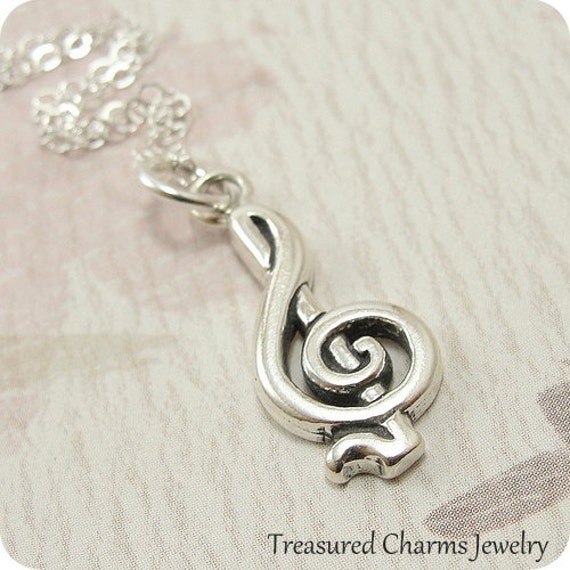 Treble Clef Necklace Sterling Silver Treble Clef Charm on a - Etsy