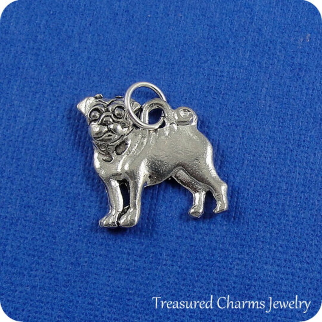 Pug Charm - Silver Plated Pug Dog Charm for Necklace or Bracelet - Etsy