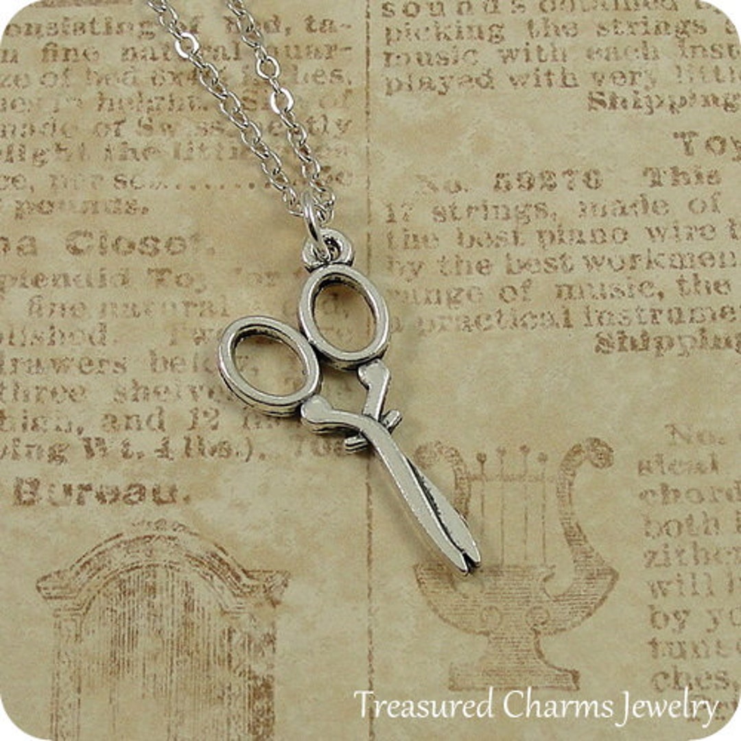 Antique Style Scissors Necklace, Miniature Silver Pair of Scissors ...