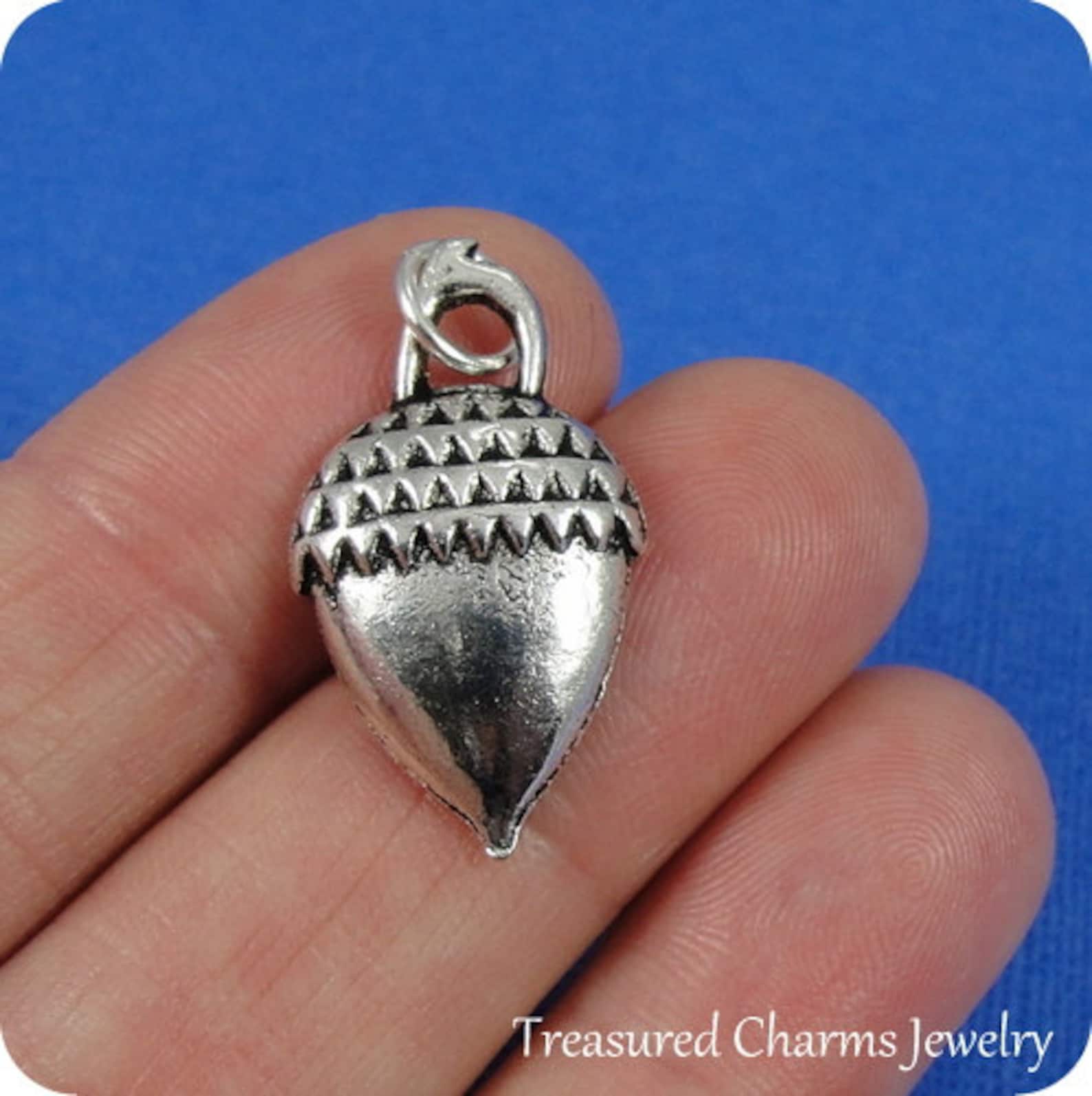 Acorn Charm Silver Plated Acorn Charm for Necklace or - Etsy