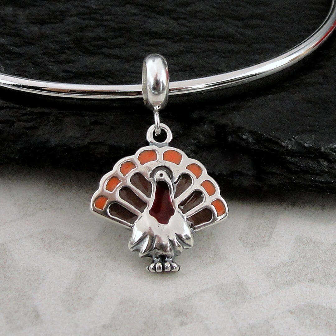 Sterling Silver Turkey European Dangle Bead Charm, Turkey Charm ...