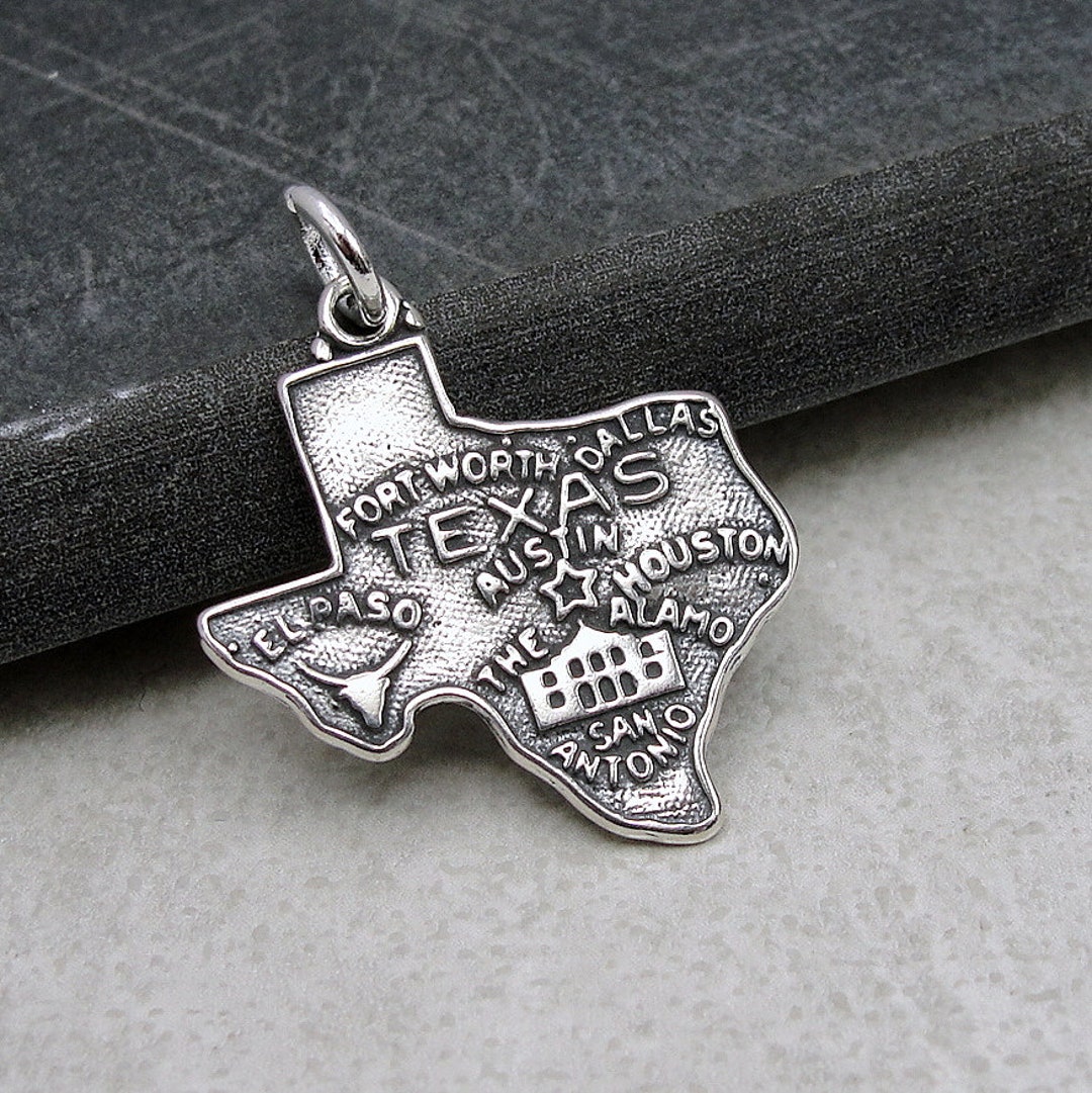 Texas Charm, 925 Sterling Silver Texas State Charm, Texas Shaped Charm ...