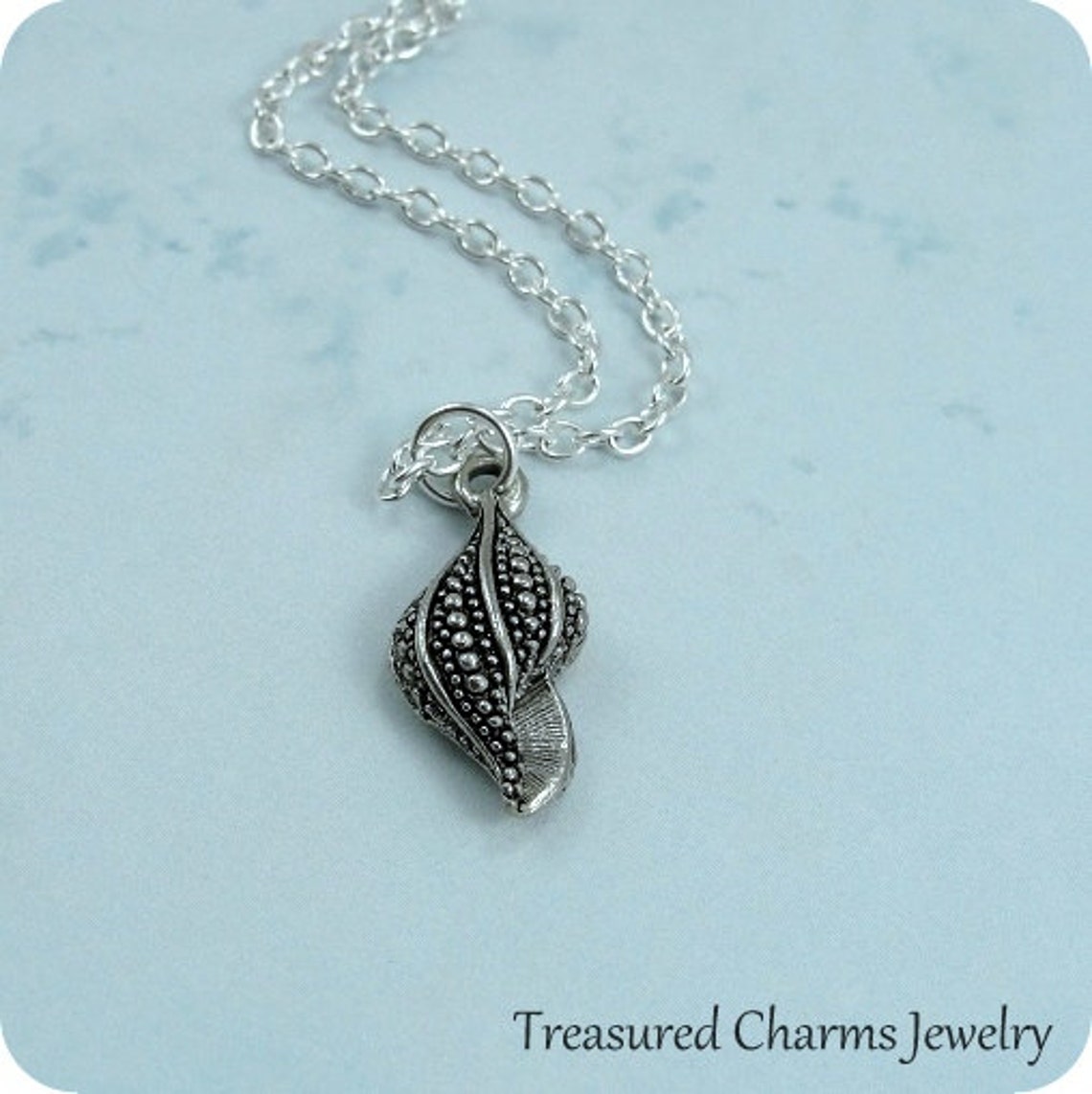 Snail Shell Necklace Silver Snail Shell Charm on a Silver - Etsy