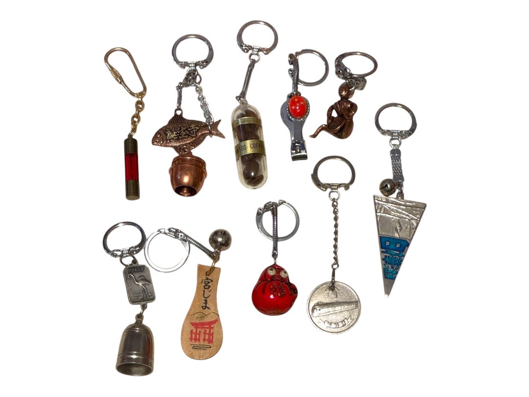 Set of 10 Vintage Japanese Keychains (1980s–90s) Authentic Retro ...