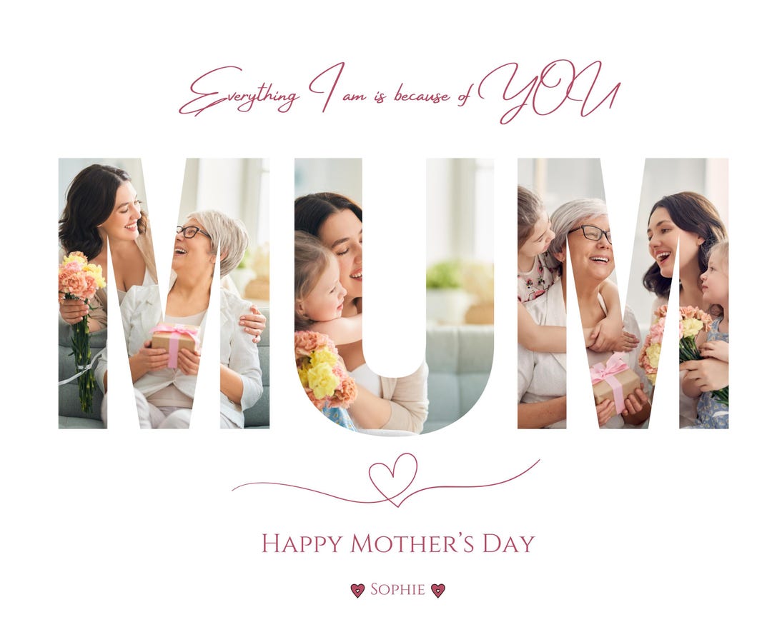Photo Collage Instant Download. Mum Photo Collage. Mum Photo Gift ...