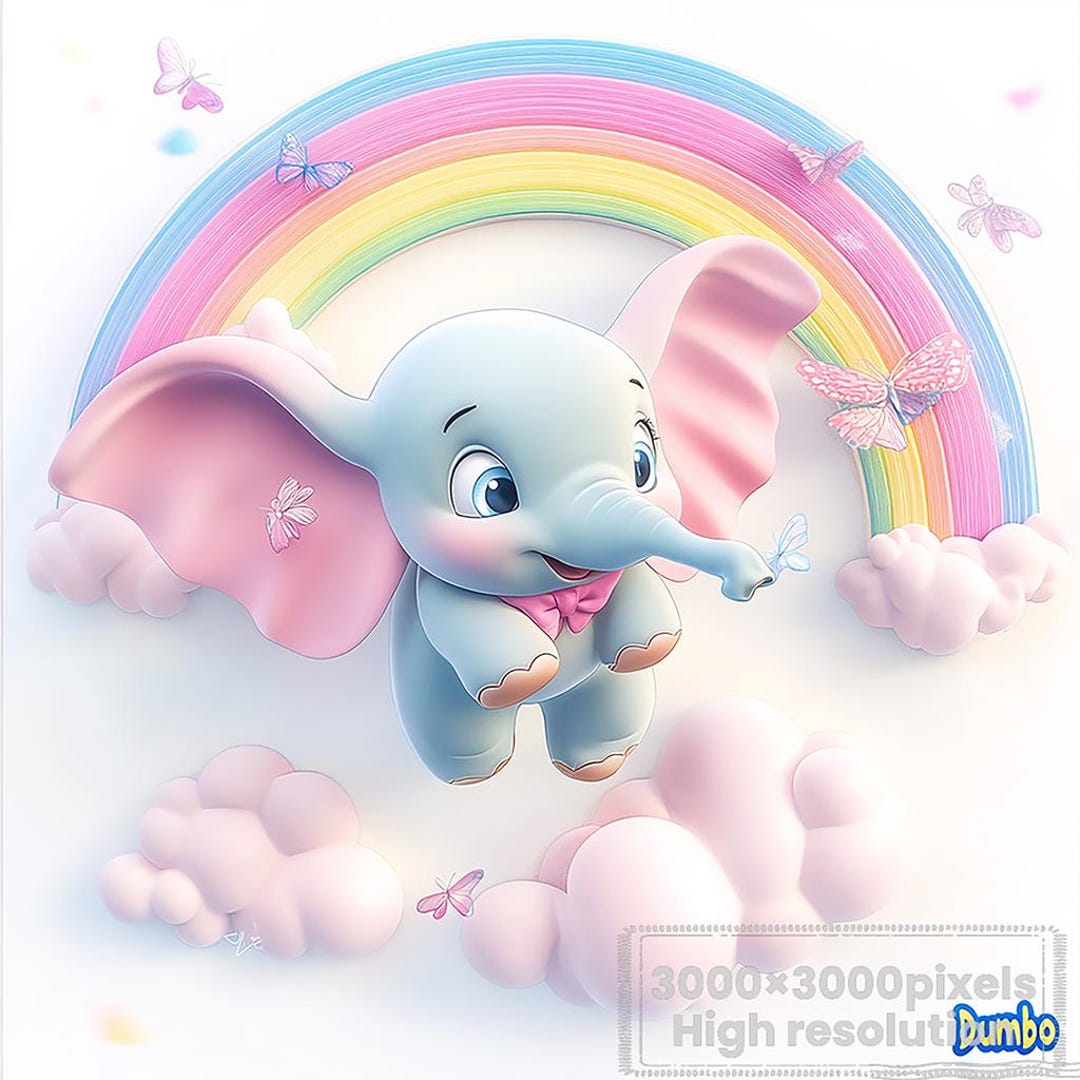 Dumbo Clipart, Cute Dumbo PNG, 3 Png3 Svg Dumbo, Digital Design PNG ...