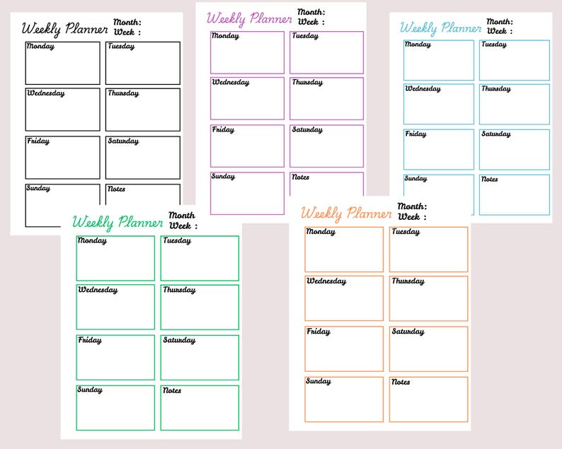 Weekly Planner, Minimalist Printable Daily Planner Template, Weekly ...