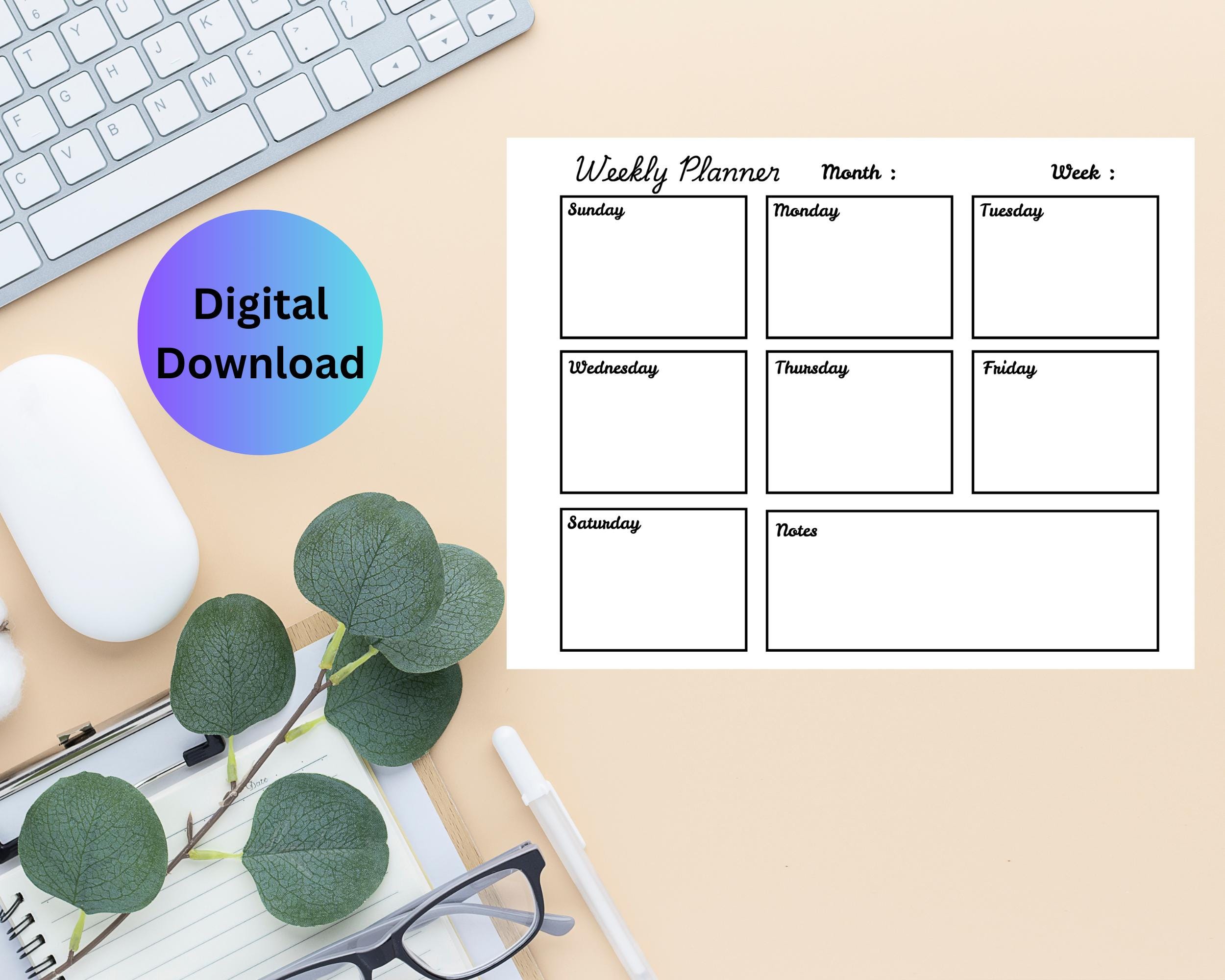 Weekly Planner, Minimalist Printable Daily Planner Template, Weekly ...