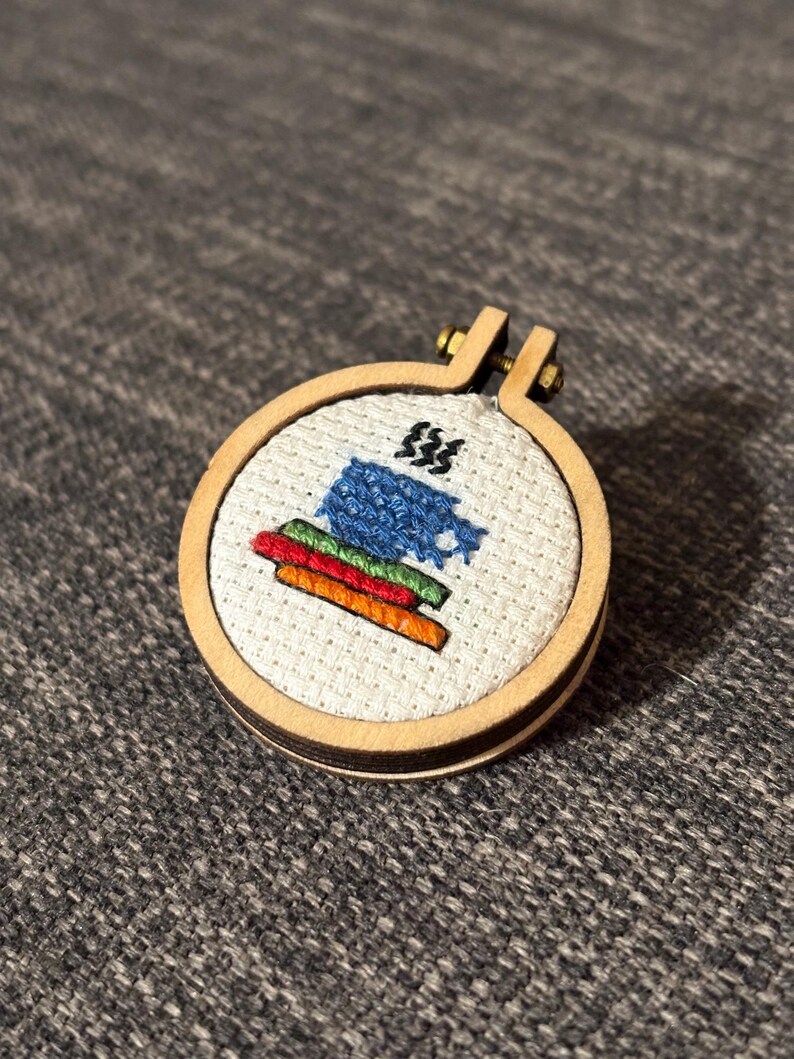 Completed Stack of Book With Coffee Cross Stitch - Etsy