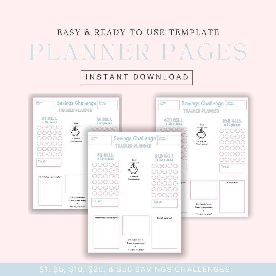 Printable Savings Tracker Budget Planner Digital Download Money-saving ...