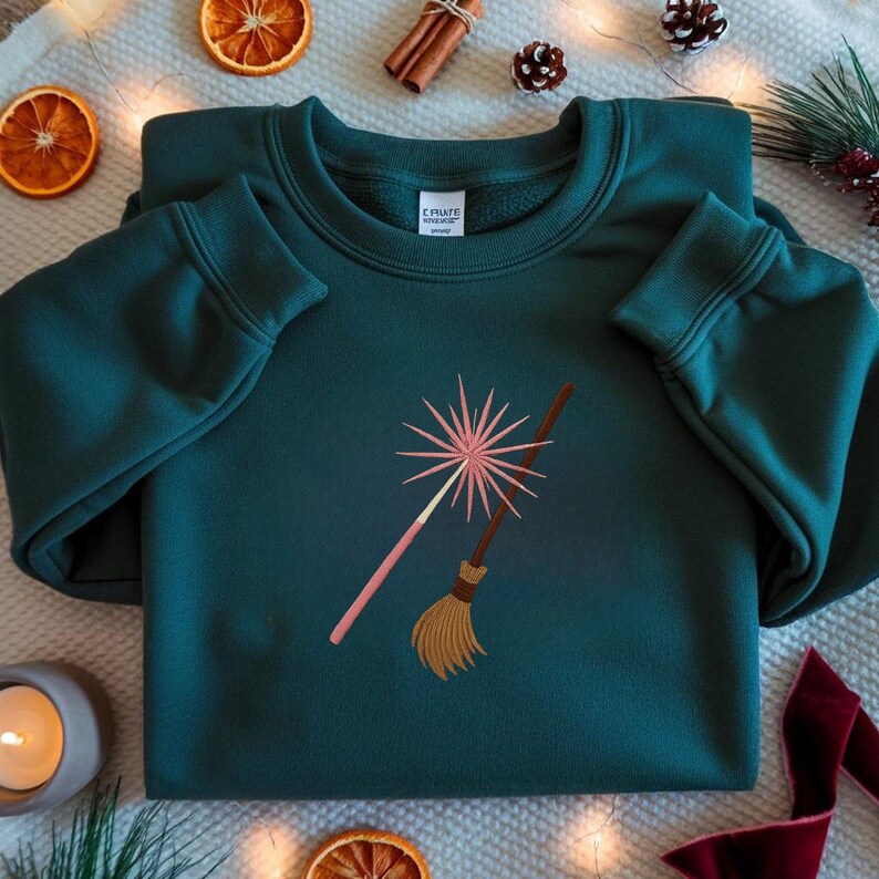 Magic Wand and Broom Embroidery Design, Witch Embroidery File ...