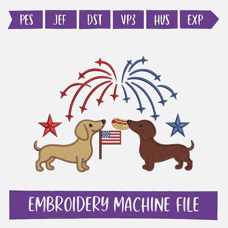 Patriotic Dachshund Embroidery Design, USA Flag Pup (digital File) - Etsy
