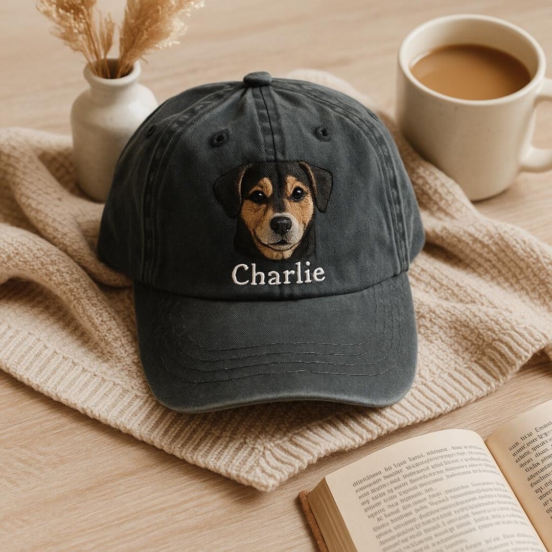 Custom EMBROIDERED Pet Hat Using Pet Photo Personalized Dog Hat Custom ...