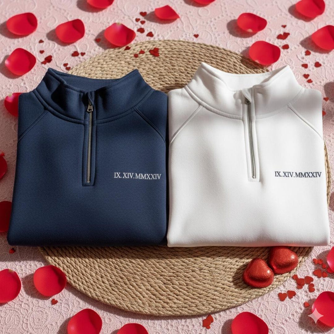 Custom Quarter Zip File | Personalized Name Text Logo | Minimal Design ...