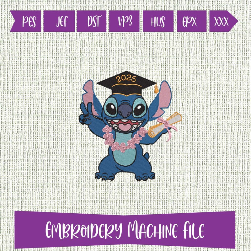 Stitch Graduation Svg - Etsy