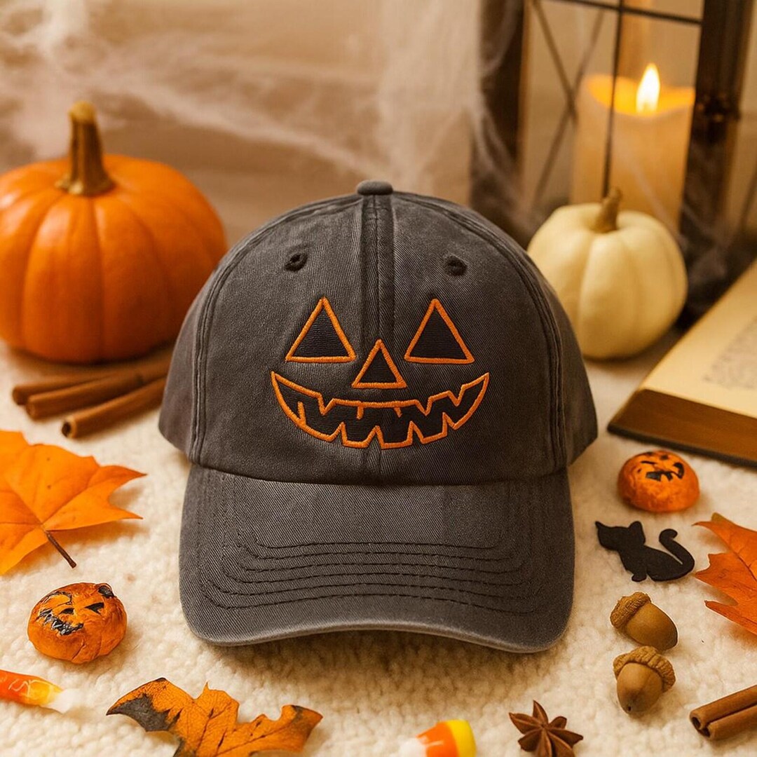 Vintage Jack-o'-lantern Hat – Embroidered Halloween Pumpkin Cap, Spooky ...