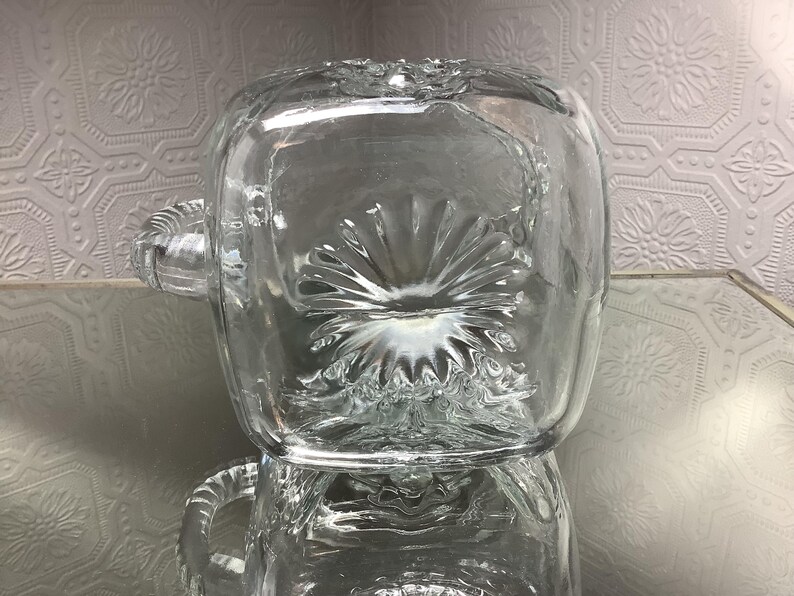 Vintage Anchor Hocking Pressed Cut Glass Square Pitcher, Clear Glass ...