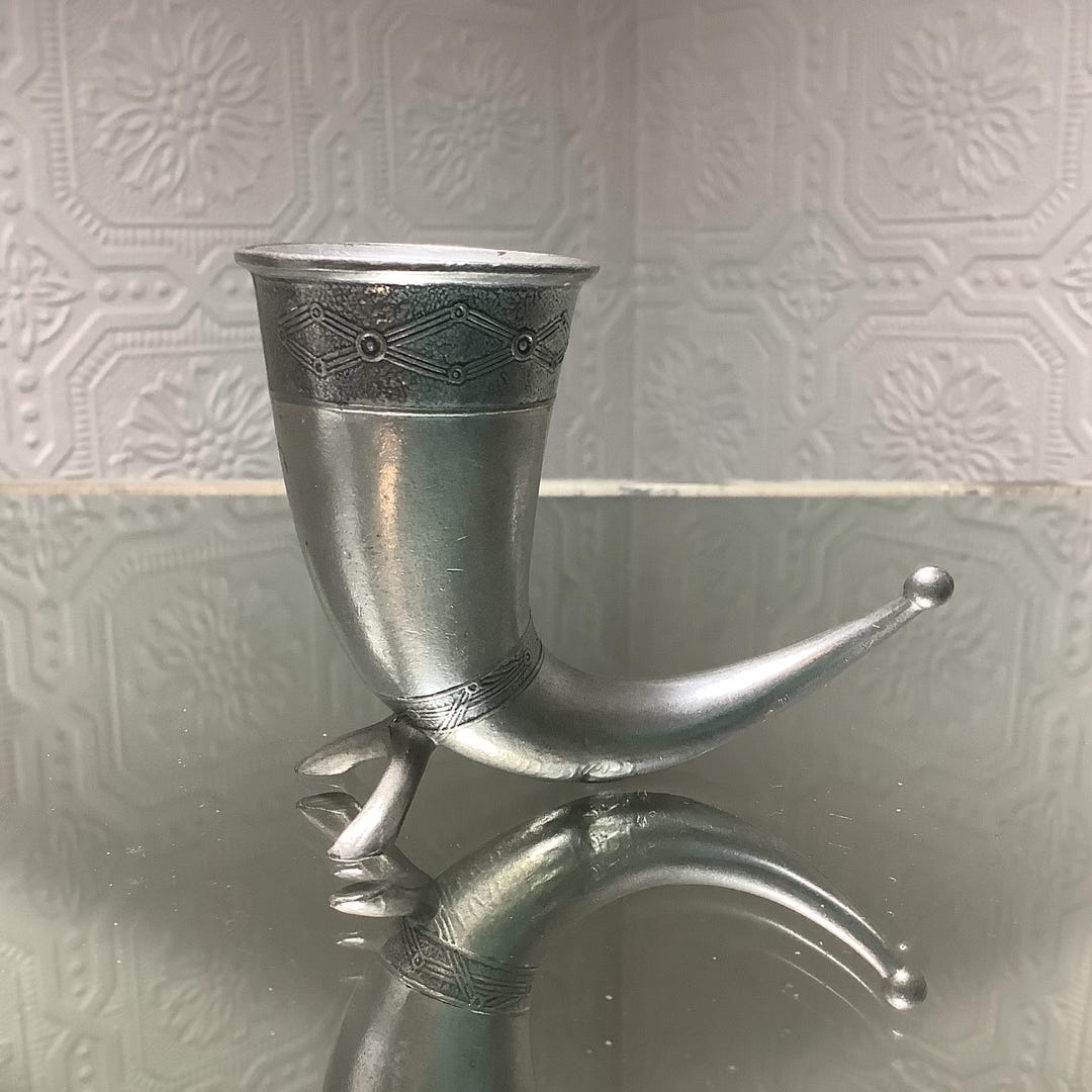 Norwegian Cast Pewter Drinking Horn, Viking Shot Glass Rare Vintage ...