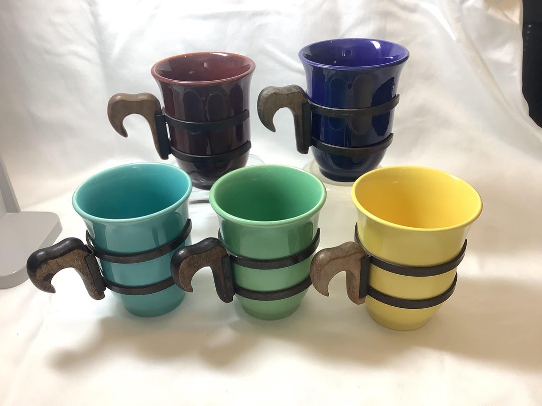 Vintage Gladding Mcbean Pottery Mugs Set of 5 Handmade USA 1960s Unique ...