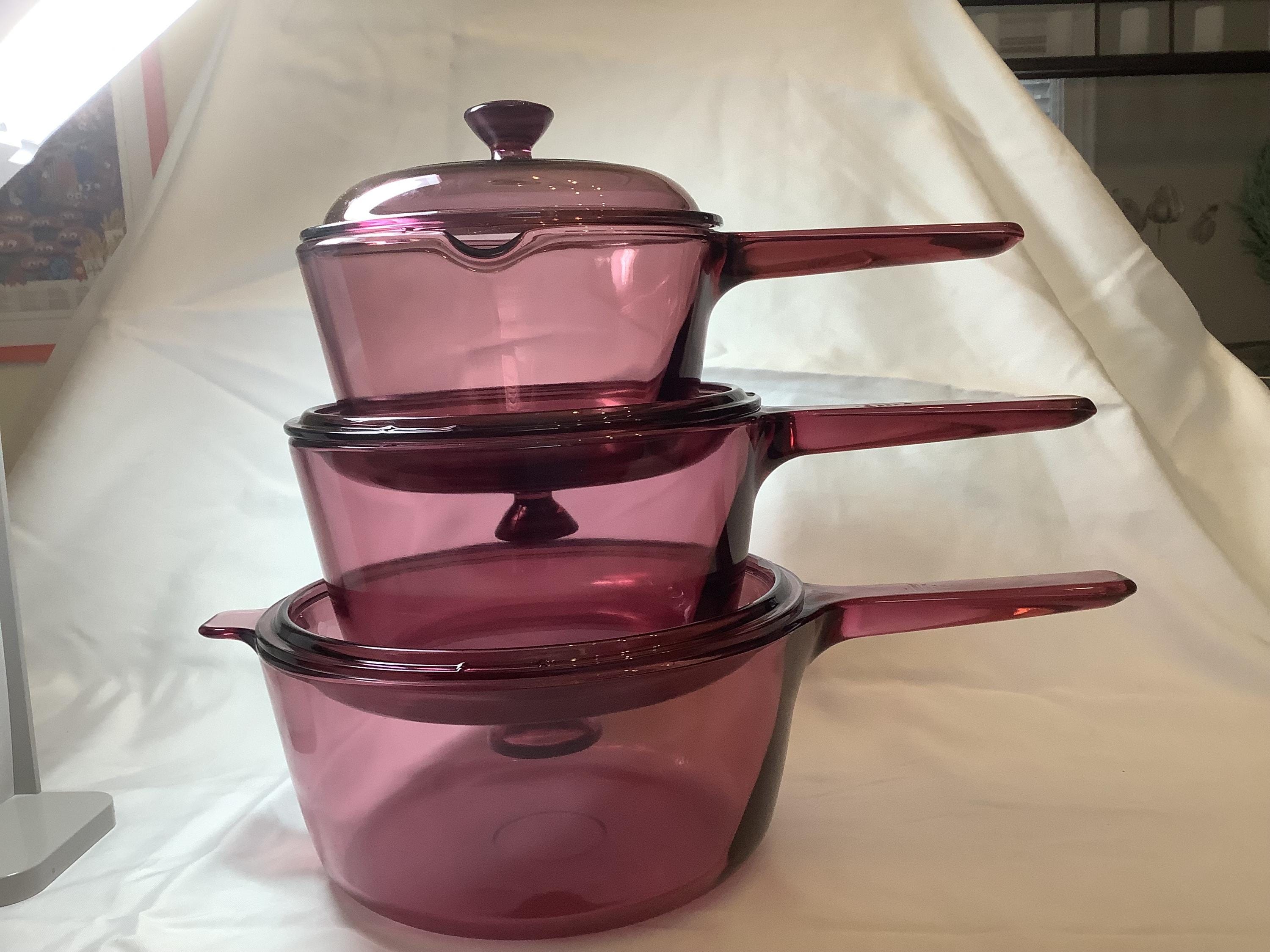 Pyrex Visions Cookware Set by Corning USA, 10 Piece Glass Set Cranberry ...