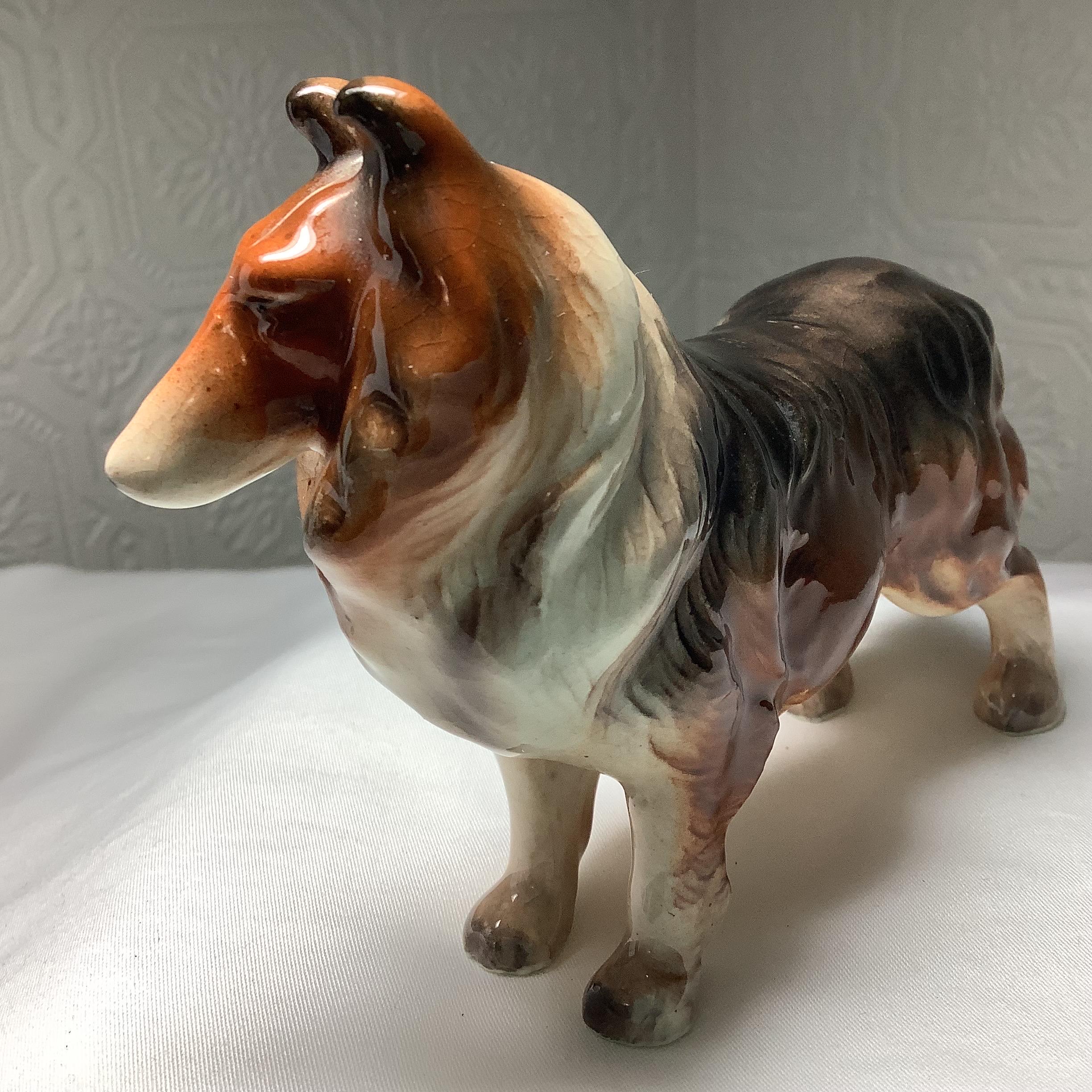 Ceramic Collie Figurine, Lassie Dog Standing Vintage Animal Porcelain ...