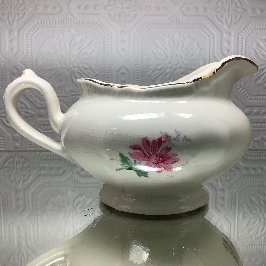 Sovereign Potters of Canada Earthenware Milk Pitcher With Pink Flowers ...