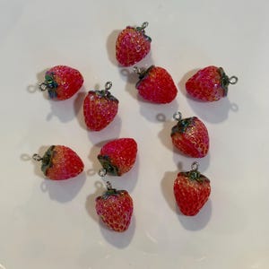 Glossy Strawberry Pendant Beads With Waterproof Coating - Etsy