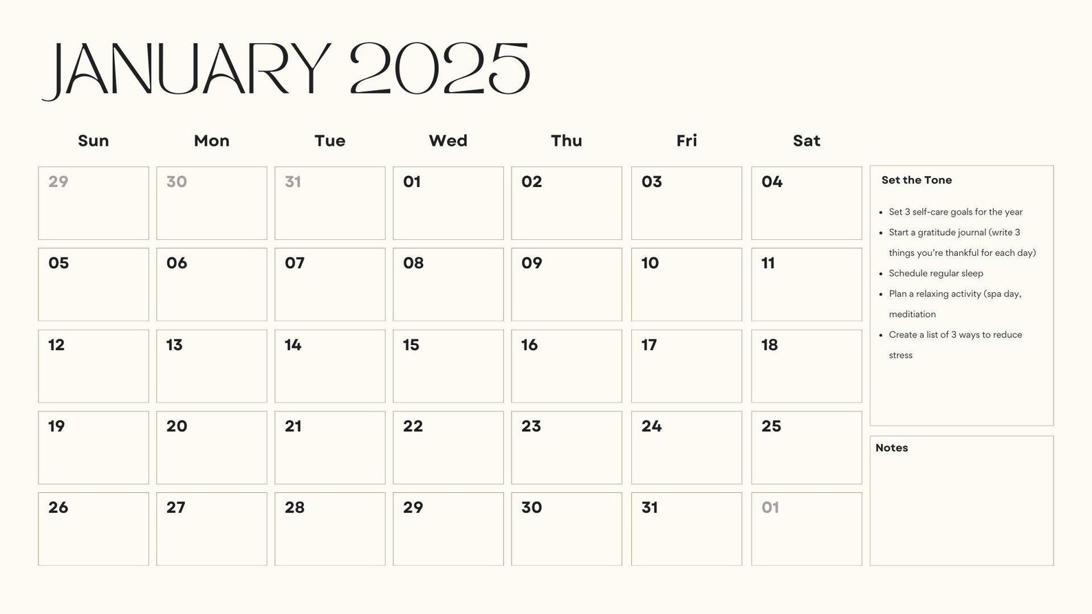 Printable Self-care Monthly Calendar 2025 - Etsy
