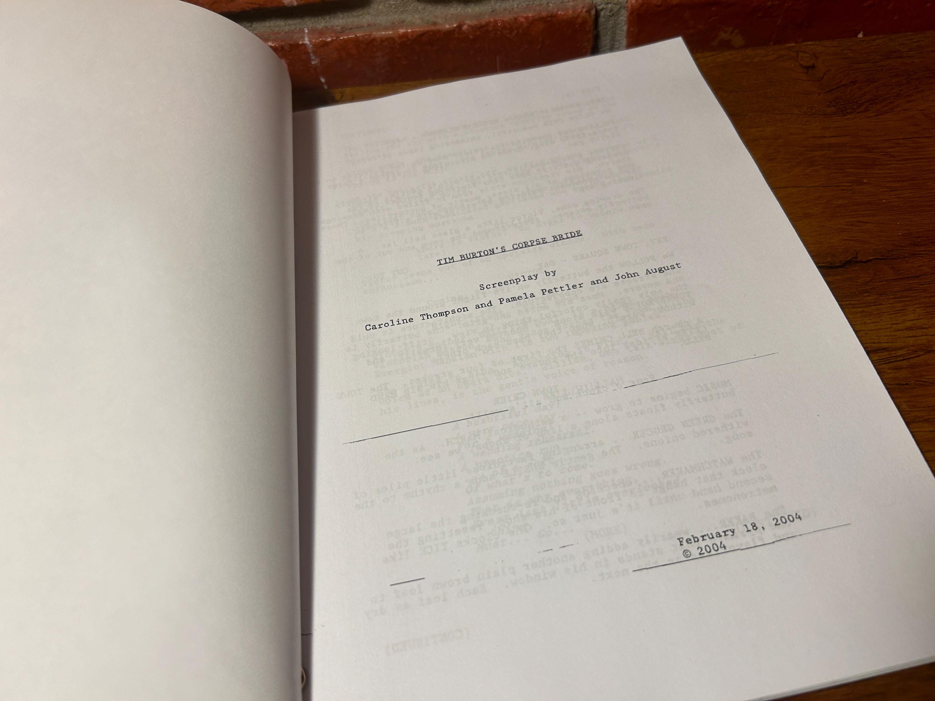 Corpse Bride Autographed Signed Script Full Screenplay Full Script ...