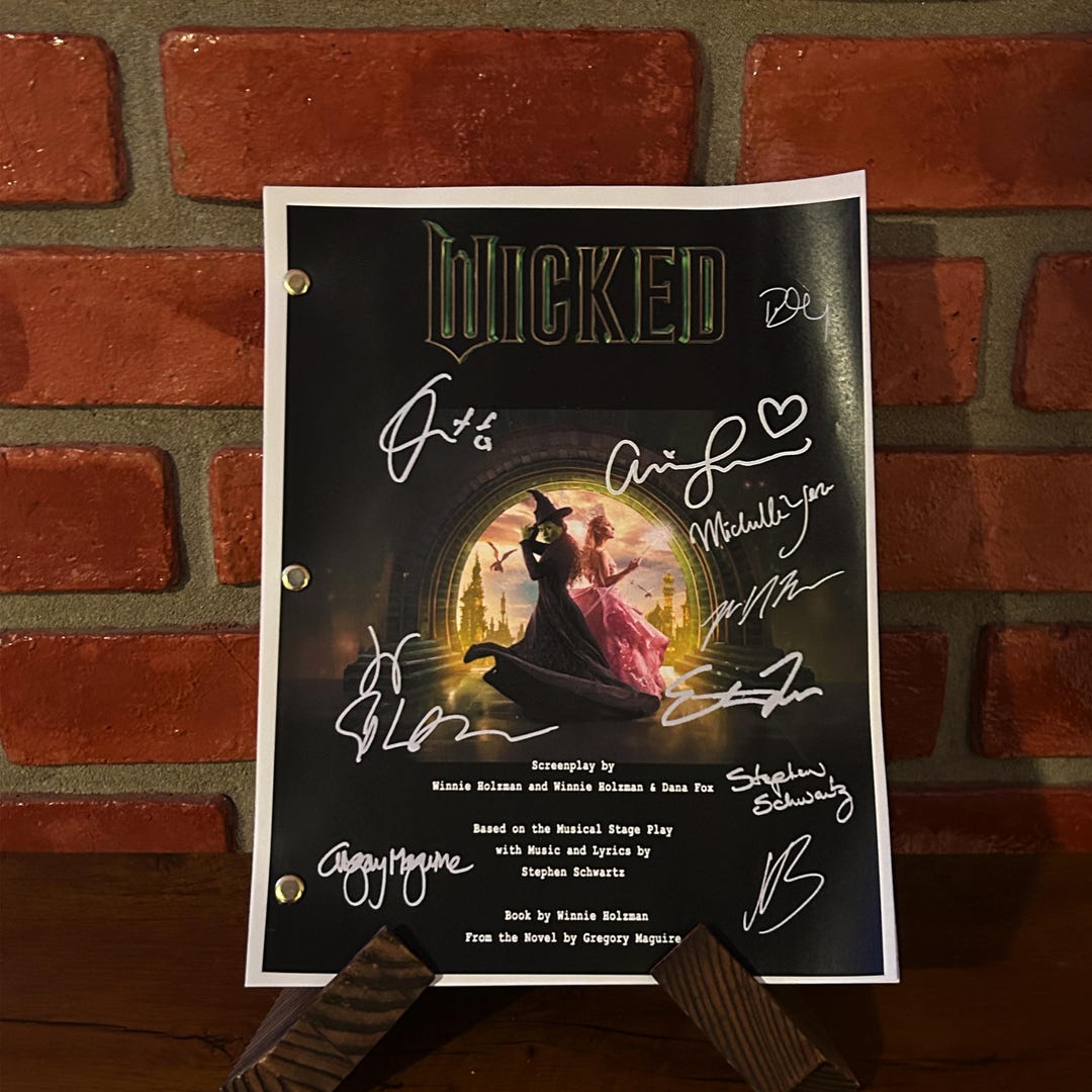 Wicked Movie Script Autographed Screenplay Reprint Cast Signed Wicked ...