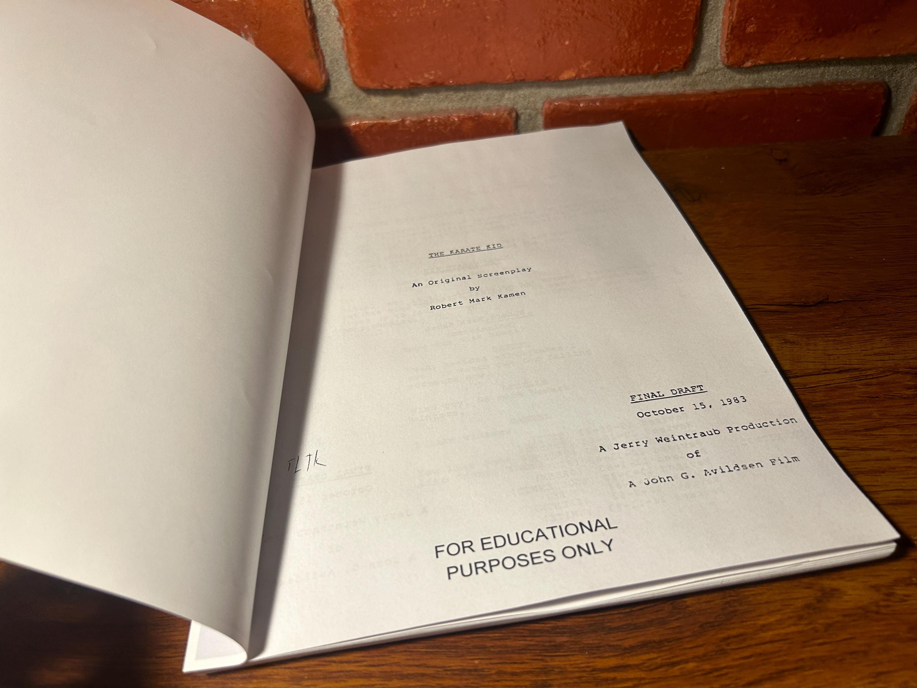 The Karate Kid Signed Autographed Script Full Screenplay Full Script ...