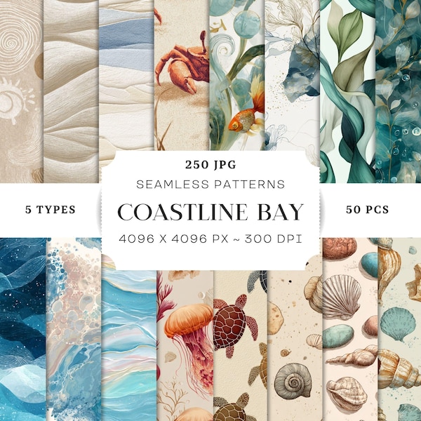 Ocean Themed Seamless Art - Etsy