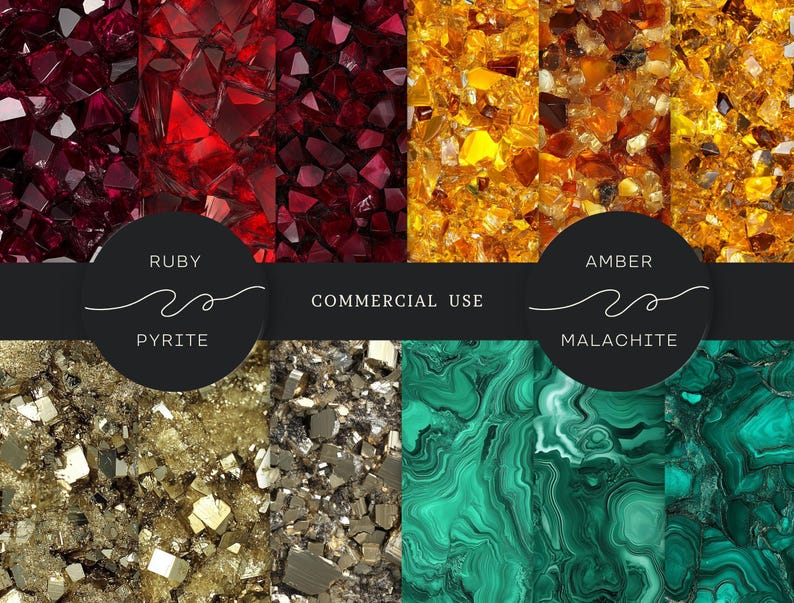 Mineral Texture Seamless Patterns, 100 JPG, Realistic Crystal ...