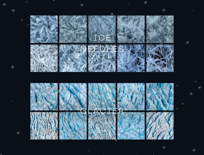 Snow and Ice Seamless Patterns, 100 JPG, Grain Texture, Winter Surface ...
