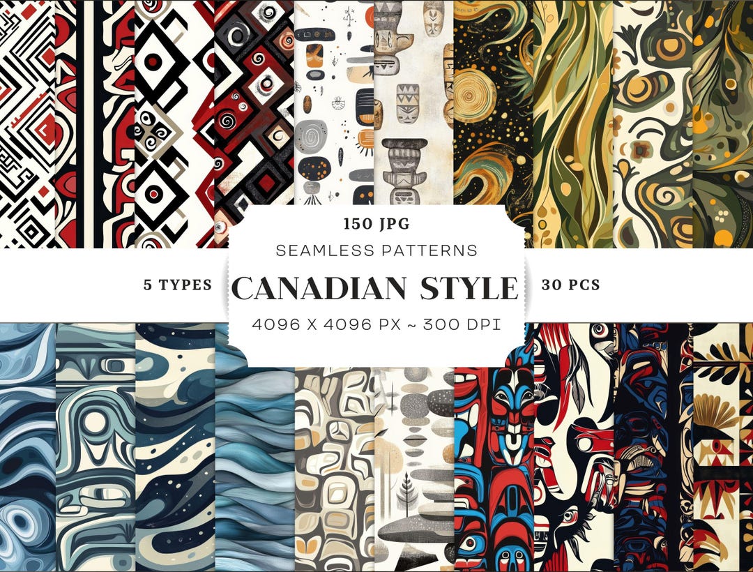 Canadian Indigenous Ethnic Style Seamless Patterns, 150 JPG, First ...