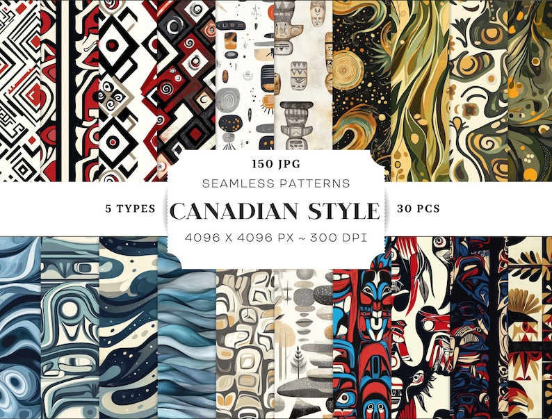 Canadian Indigenous Ethnic Style Seamless Patterns, 150 JPG, First ...