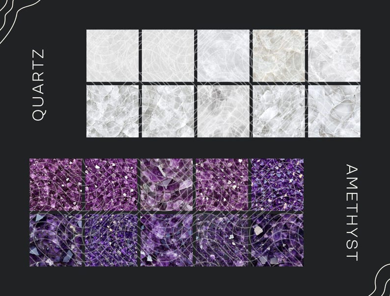 Mineral Texture Seamless Patterns, 100 JPG, Realistic Crystal ...