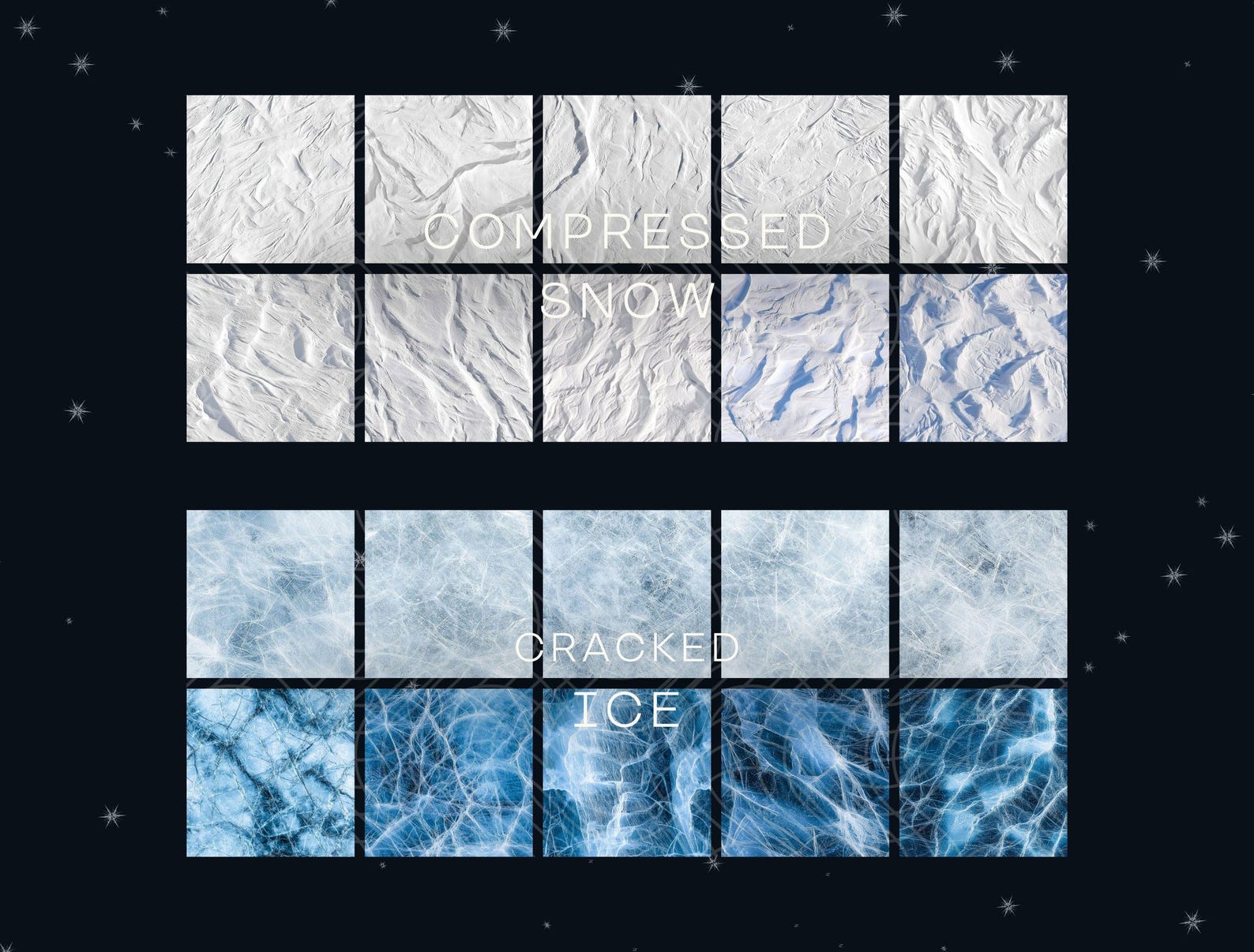 Snow and Ice Seamless Patterns, 100 JPG, Grain Texture, Winter Surface ...