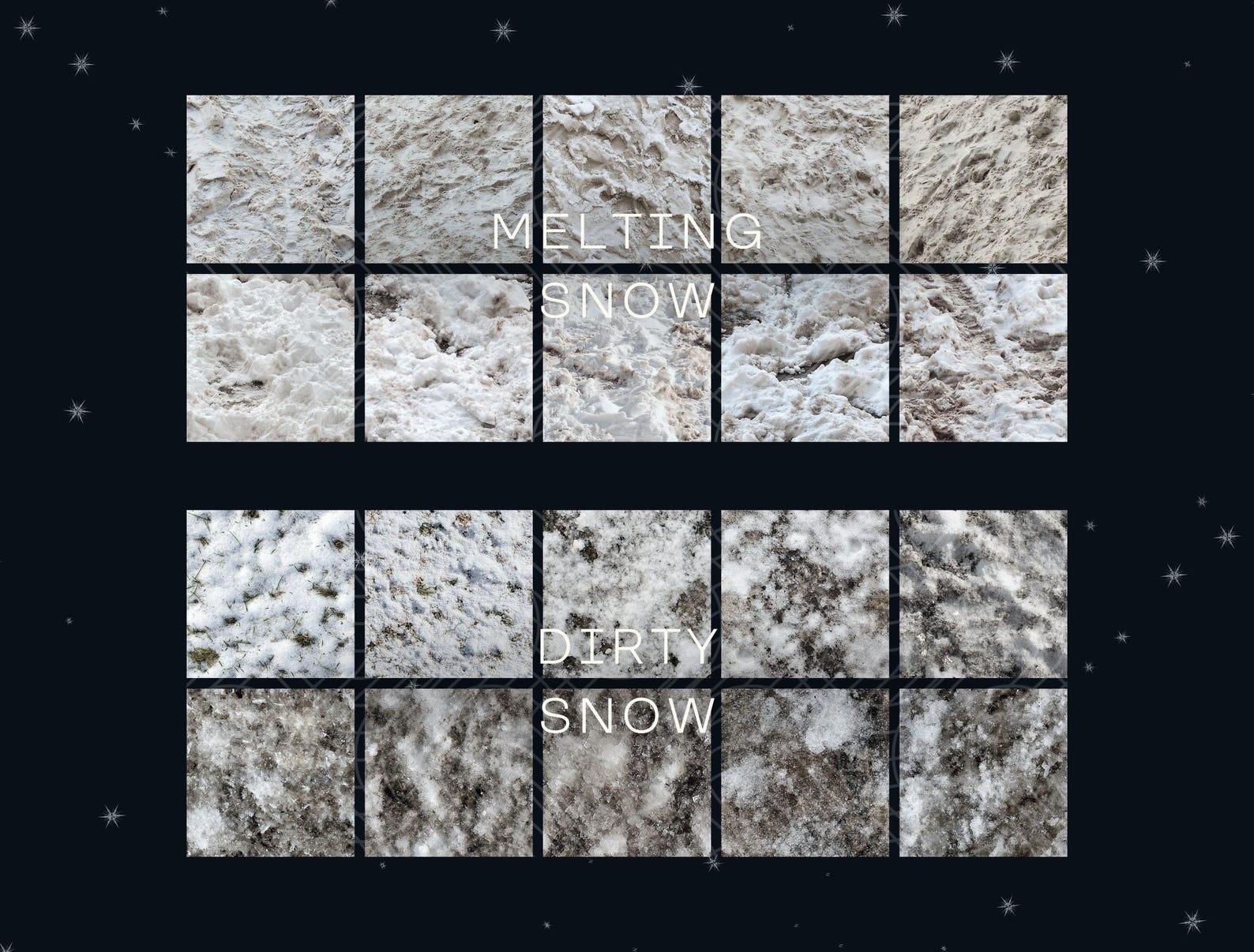 Snow and Ice Seamless Patterns, 100 JPG, Grain Texture, Winter Surface ...