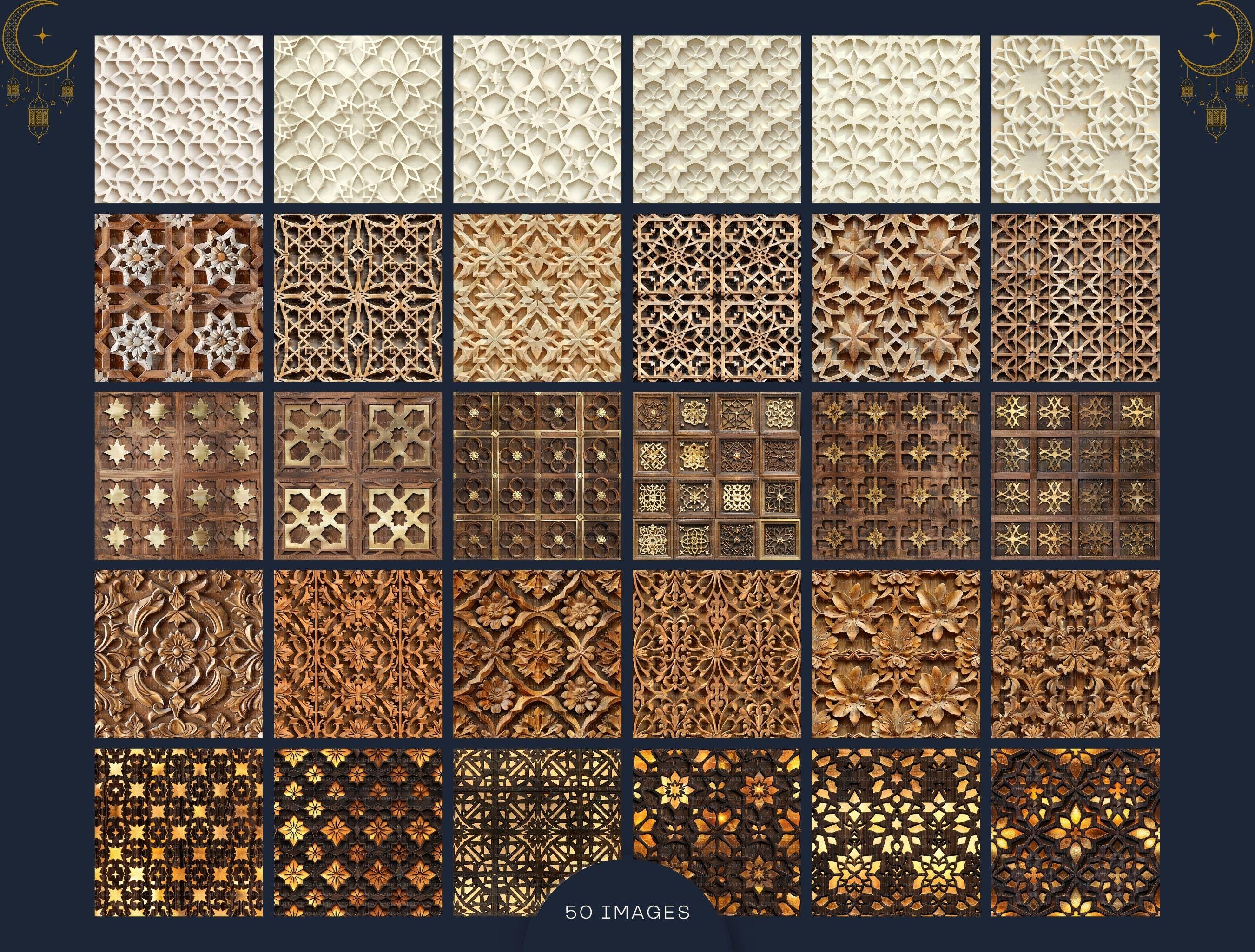 Arabic Style Seamless Patterns, 250 JPG, Islamic Art, Mashrabiya ...