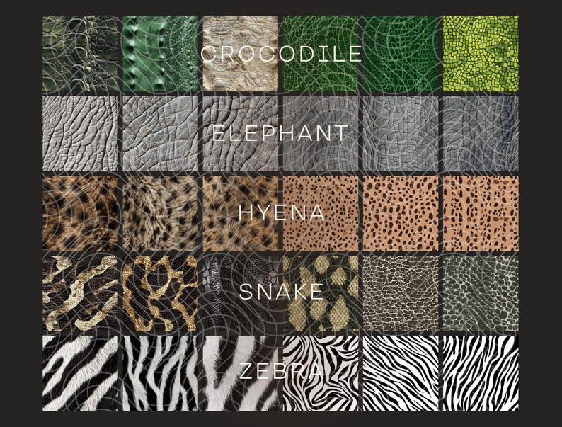 Animal Skin, Fur, Wool, Seamless Patterns, 150 JPG, Natural and Draw ...