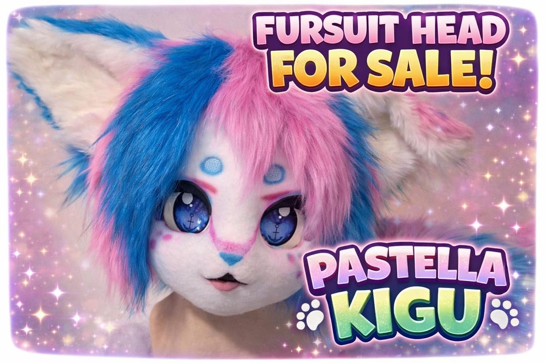 Pink Blue Canine Kigu Fursuit Head | Soft Style Furry Mask- Pastella ...