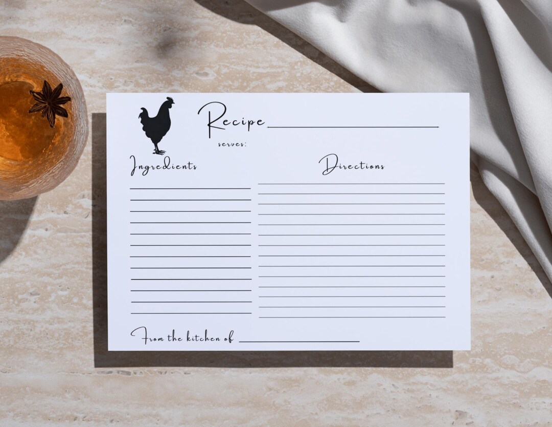 Chicken Recipe Card - Etsy