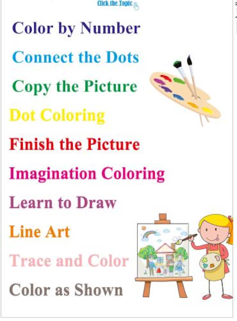 500 Drawing & Coloring Pages for Kids (printable Art Worksheets) - Etsy