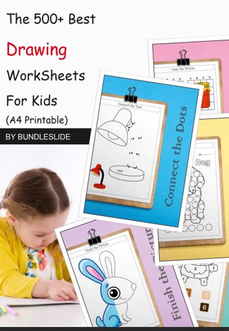 500 Drawing & Coloring Pages for Kids (printable Art Worksheets) - Etsy