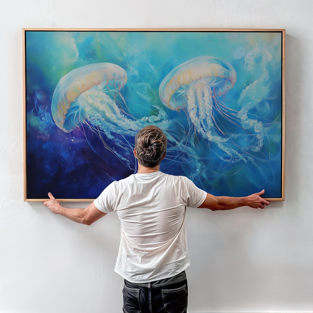 Jellyfish Painting Wall Art | Jellyfish Wall Decor | Ocean Painting ...