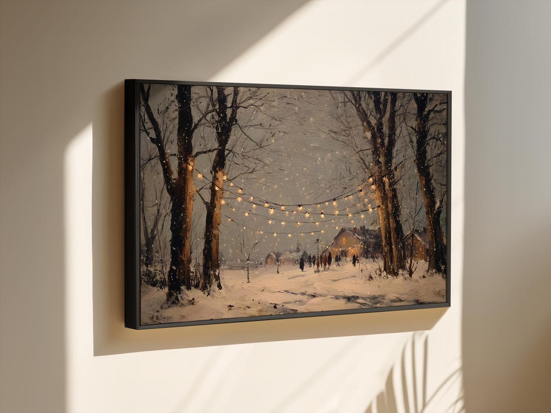 Vintage Winter Landscape Art Print, Cozy Cottagecore Rustic Outdoor ...