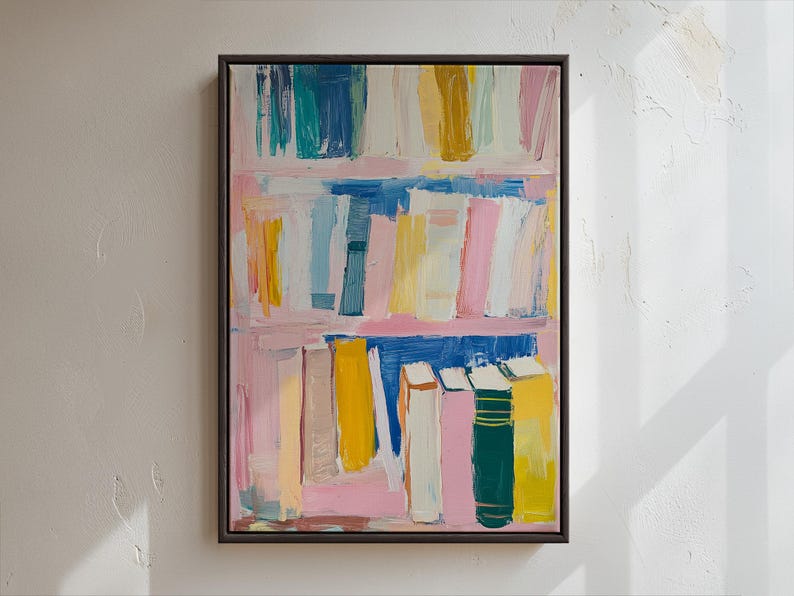 Book Art Print | Abstract Books Painting | Library Decor | Reading Art ...