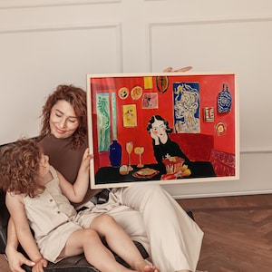 The Red Art Print – Vintage Abstract Oil Painting Print, Mid Century ...